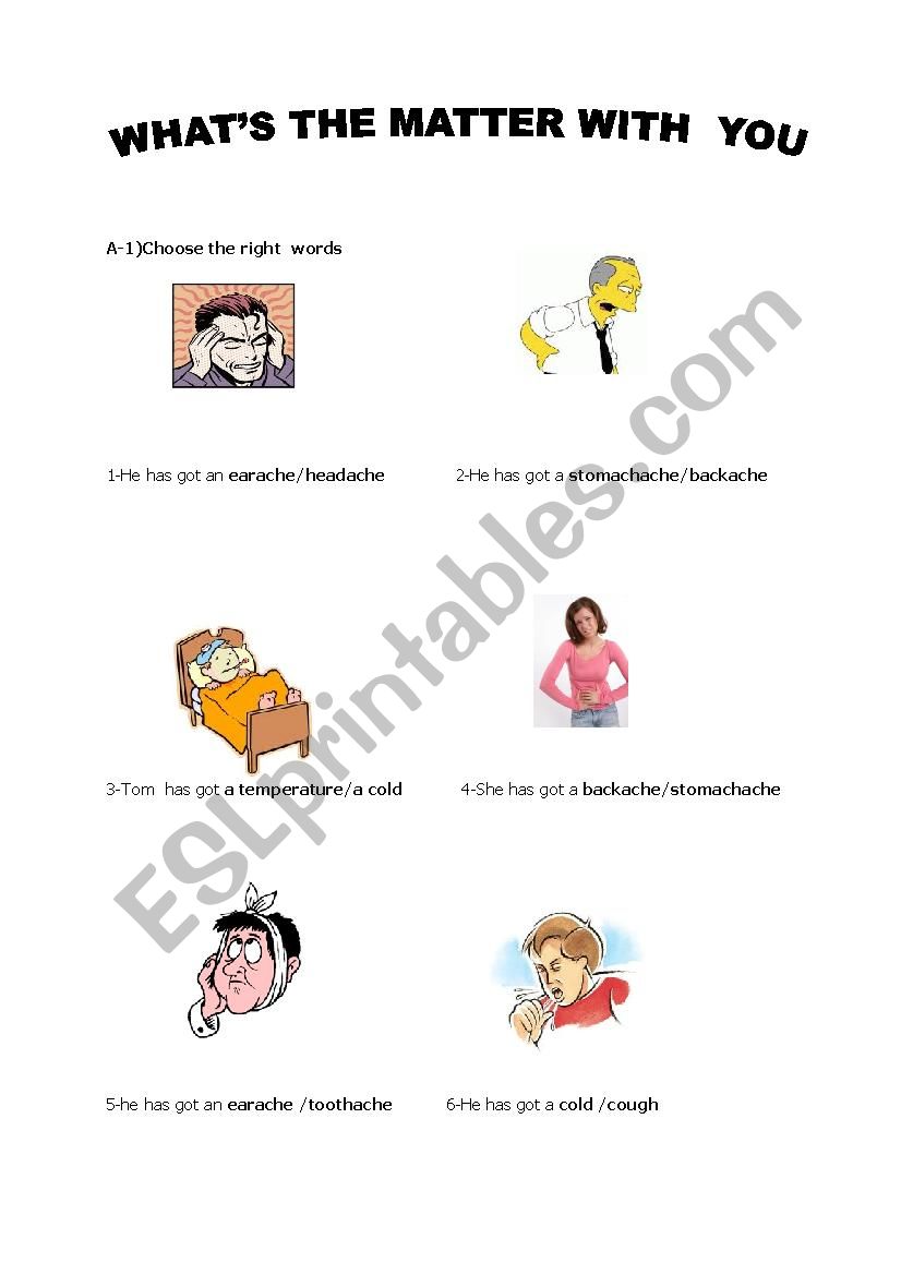 WHAT´S THE MATTER WITH YOU? - ESL worksheet by essn