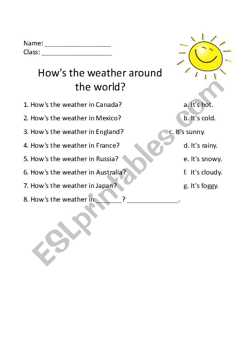How´s the Weather Around the World. - ESL worksheet by kenneth88