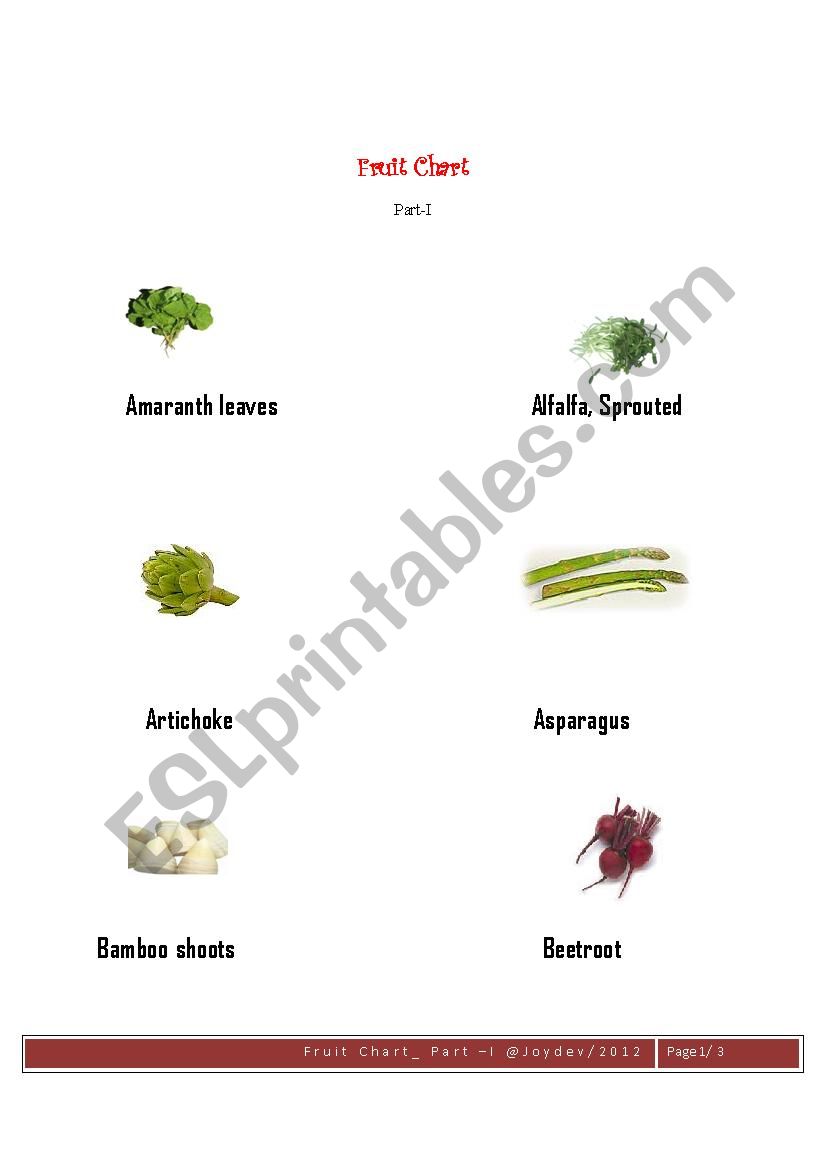 Fruit Chart_ Part –I - ESL worksheet by joydev