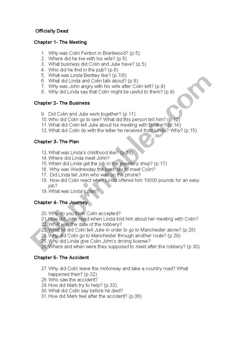 Officially Dead - ESL worksheet by m_flor_n Officially Dead - ESL worksheet by m_flor_n