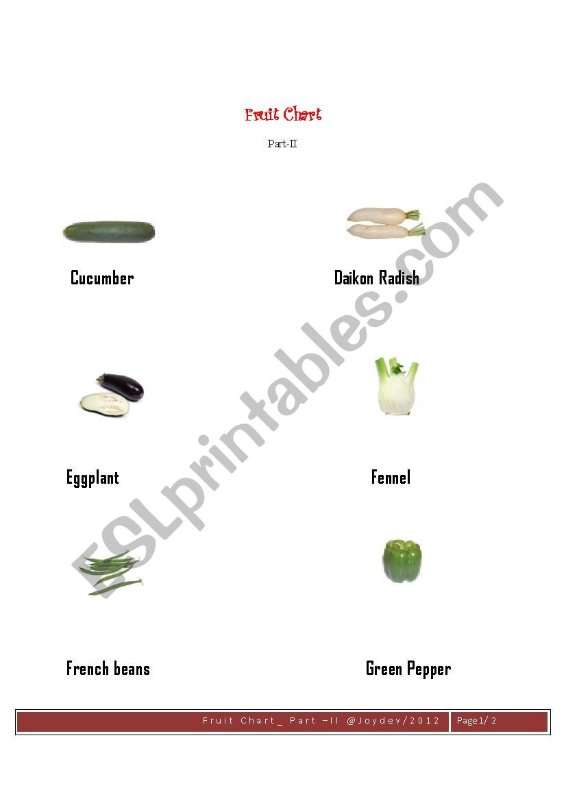 Fruit Chart_ Part –II - ESL worksheet by joydev