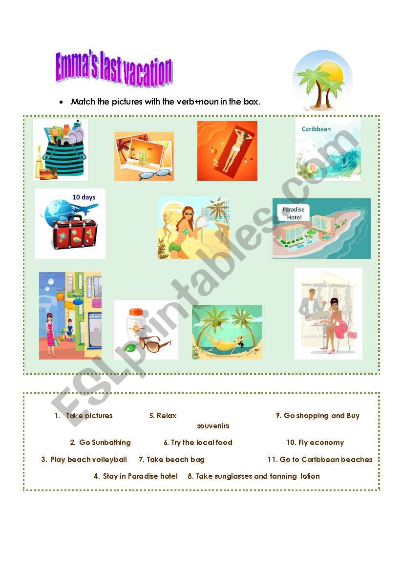 EmmaÂ´s last vacation - ESL worksheet by Venus78