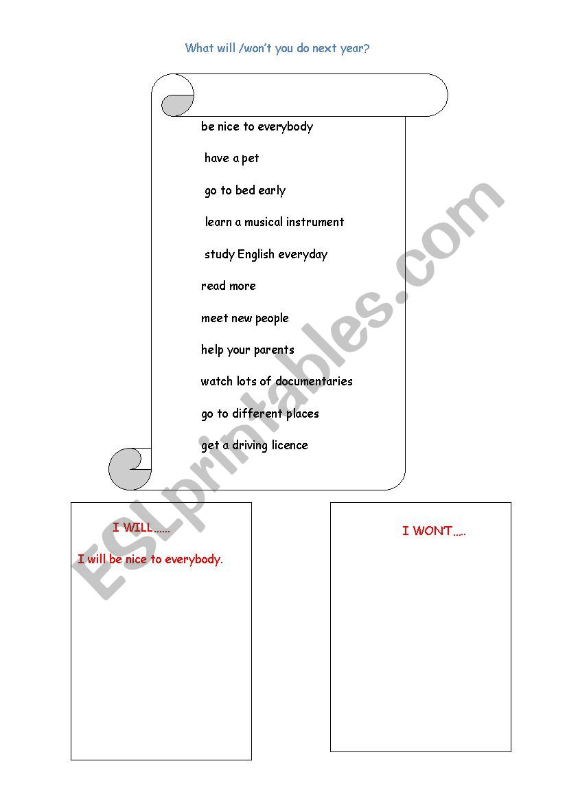 Will/ Won´t - ESL worksheet by zelihakocyigit