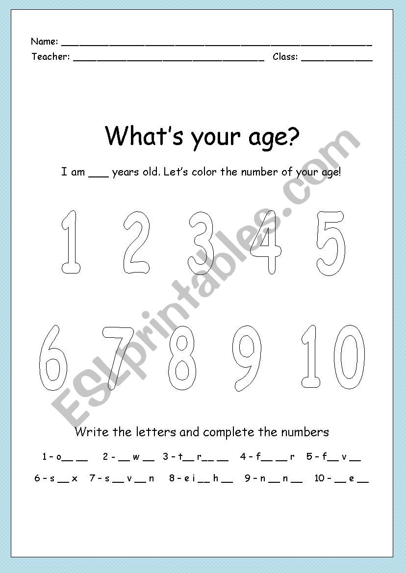 What´s your age? - ESL worksheet by cantletup