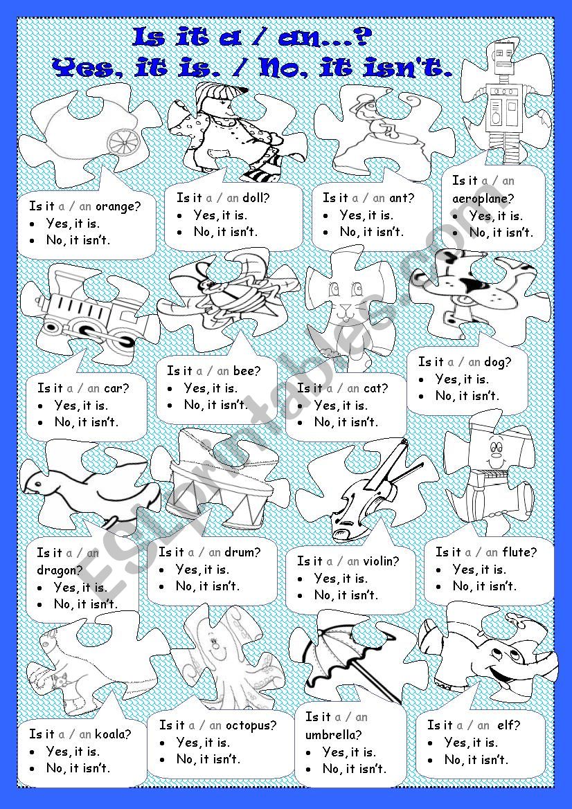Is it a / an...? - Yes, it is. No, it isn´t. - ESL worksheet by vickyvar