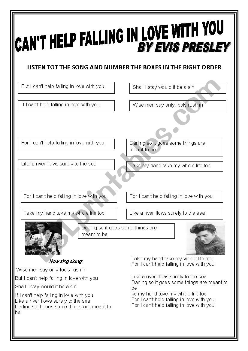 Can´t help falling in love with you - ESL worksheet by Lubar