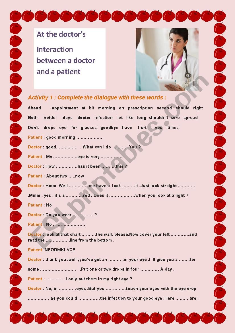 at the doctor´s - ESL worksheet by youssif 2010