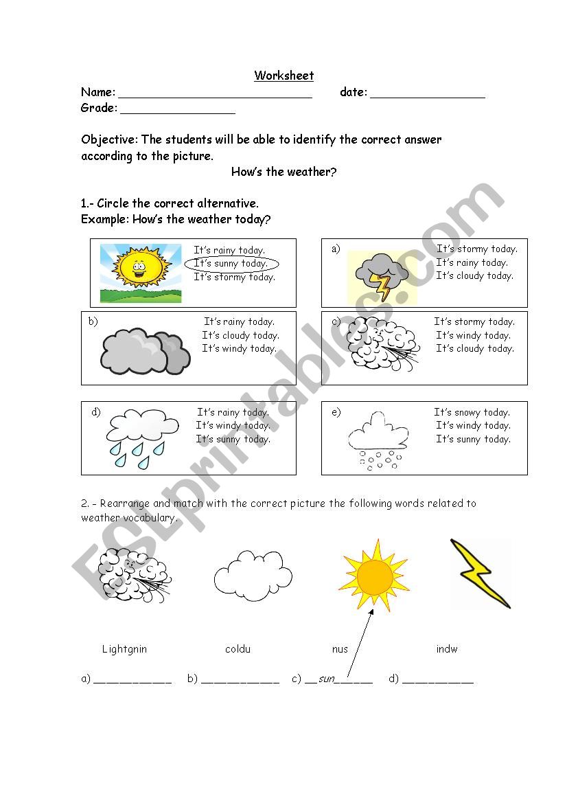 How´s the weather - ESL worksheet by lala