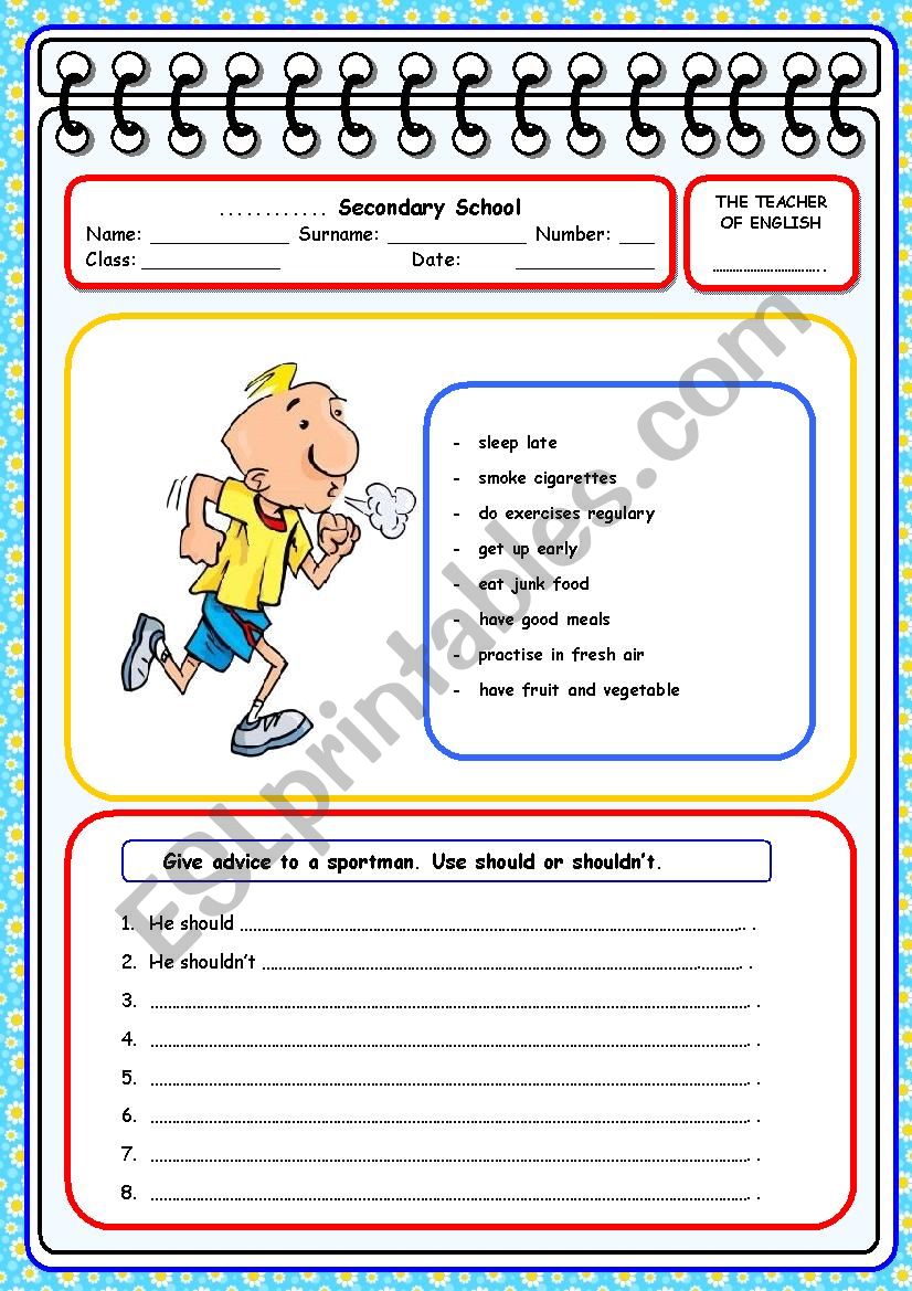 Should / shouldn´t - ESL worksheet by elam