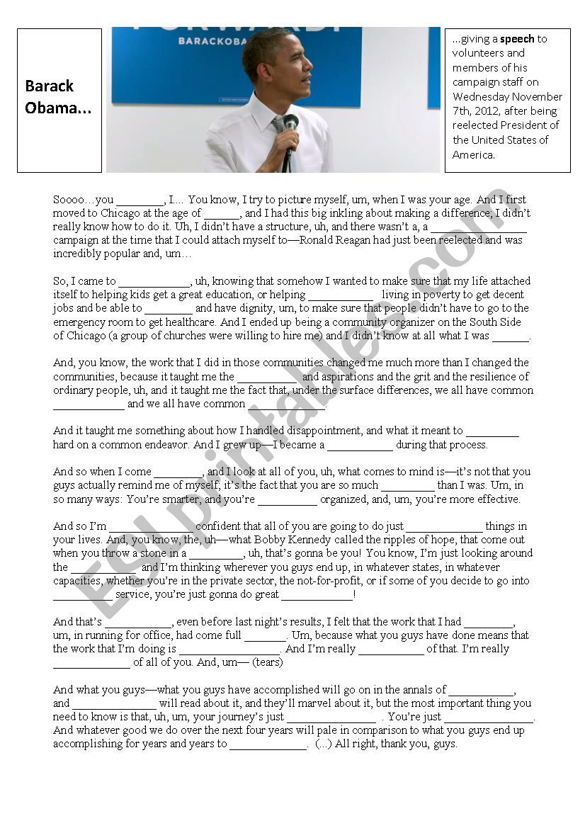 Obama´s emotional speech: "I´m really proud of all of you" - Listening ...