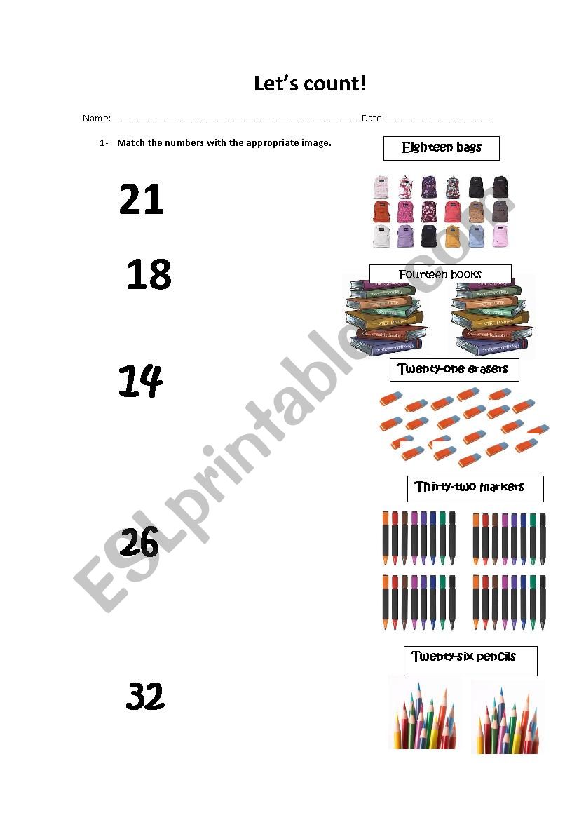 Let´s count! - ESL worksheet by conilagno