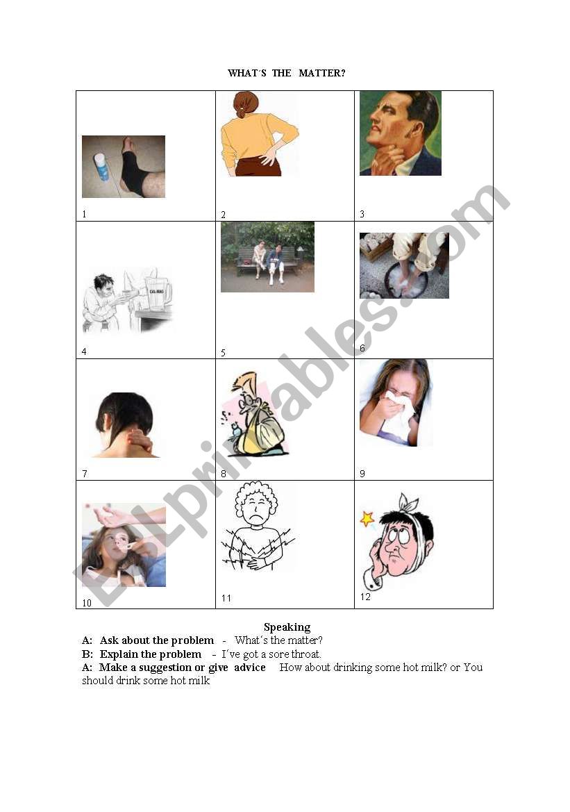 What´s the matter? Aches and Pains - ESL worksheet by juanamari