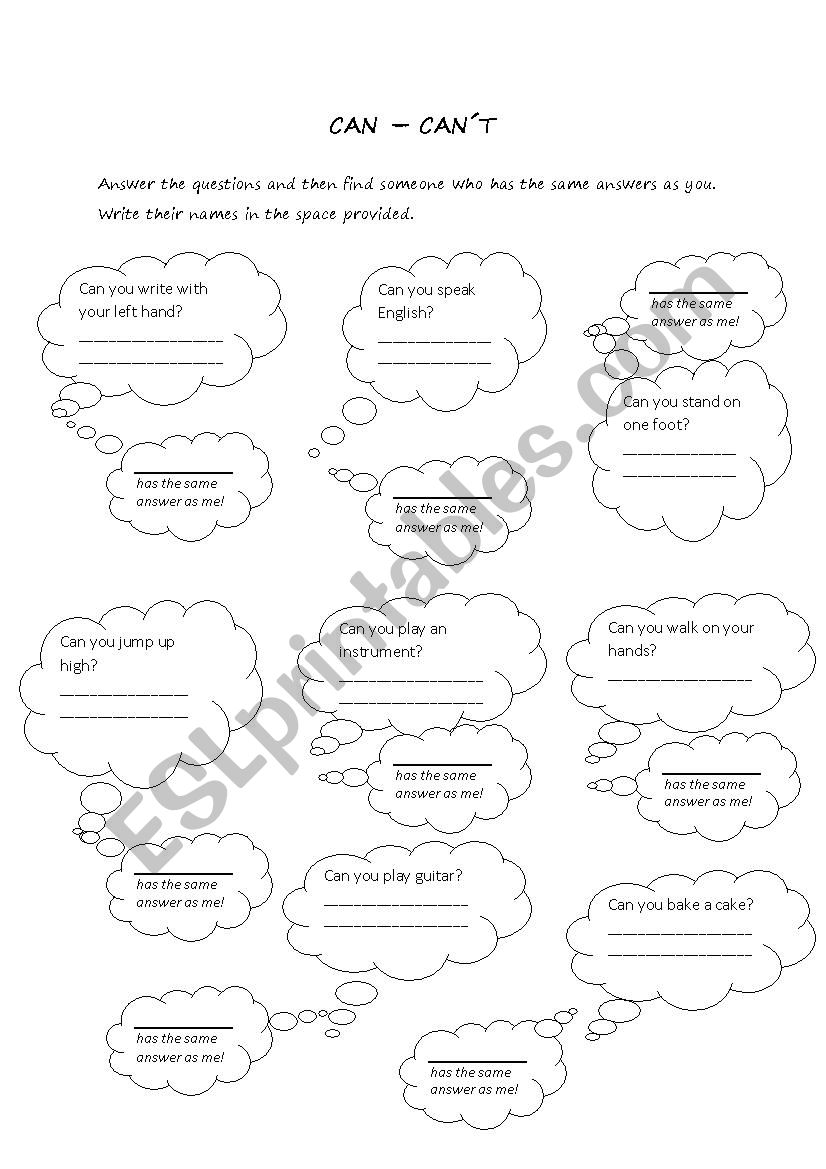 can can´t - ESL worksheet by McKate