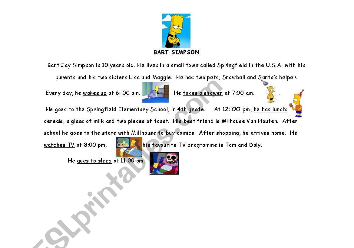 Bart`s Habits and Routines - ESL worksheet by Nayieli_avril