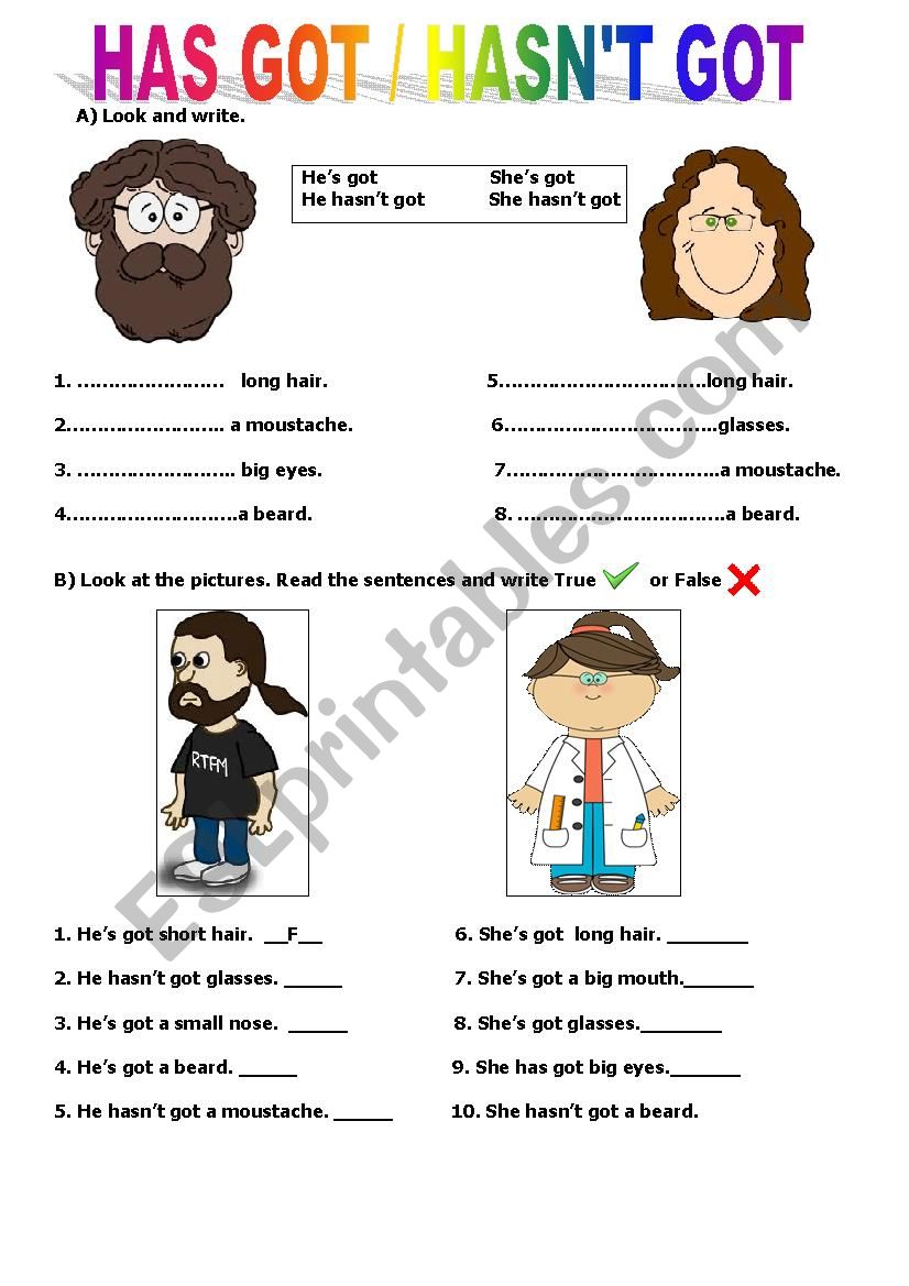 Has got/Hasn´t got - ESL worksheet by twinsbb