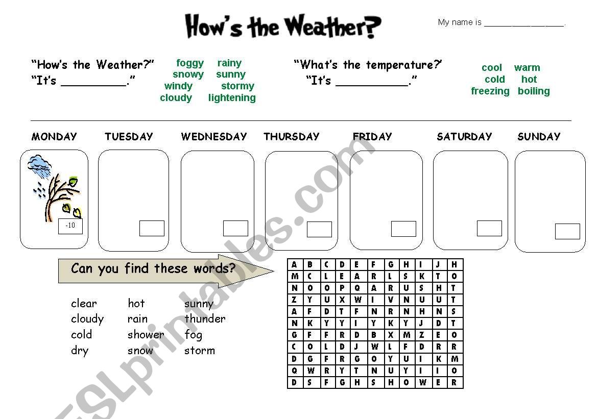 "How´s The Weather" Forecast Listening & Activity Sheet - ESL worksheet ...