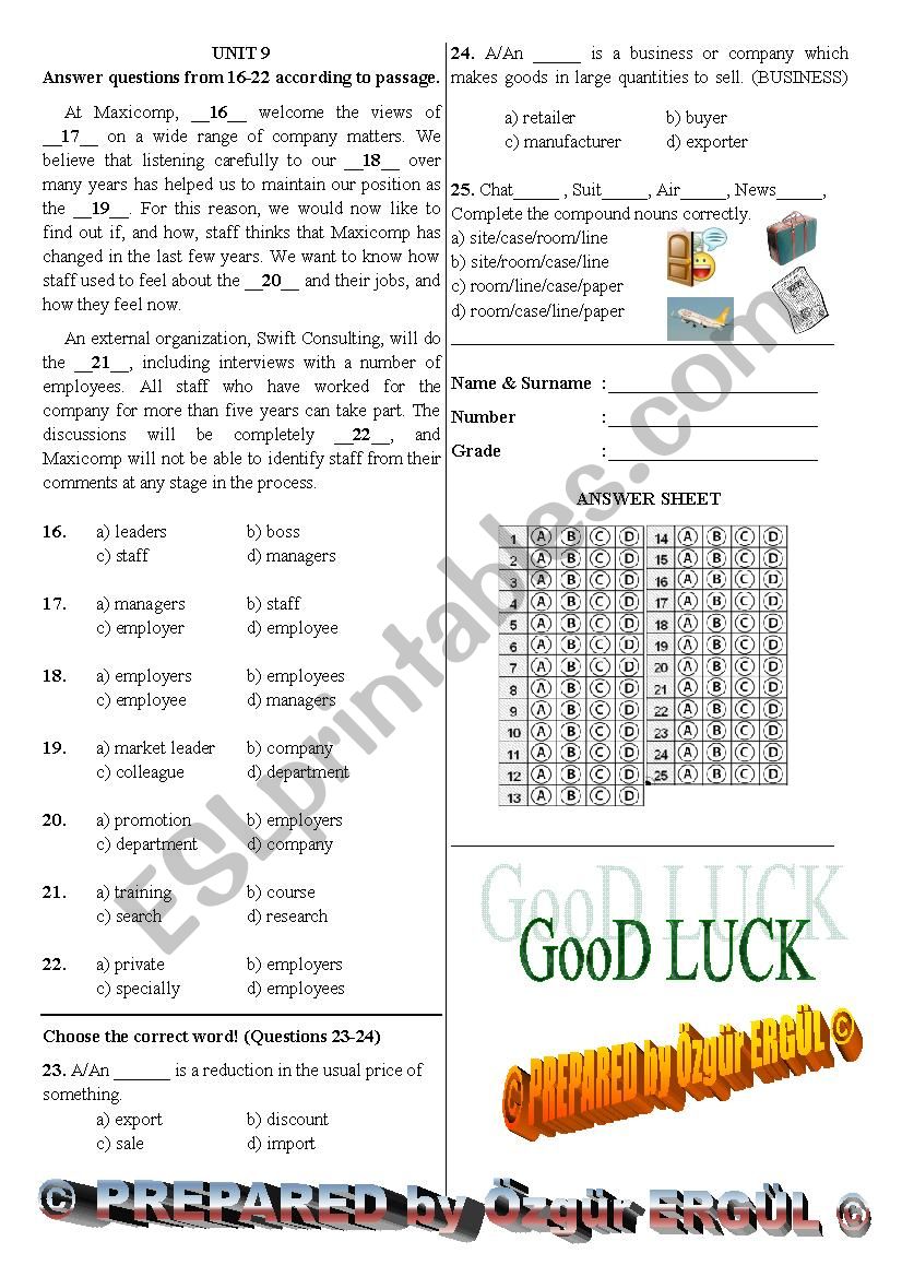 Vocabulary Quiz For Language Reader Preint Unit789 Esl Worksheet