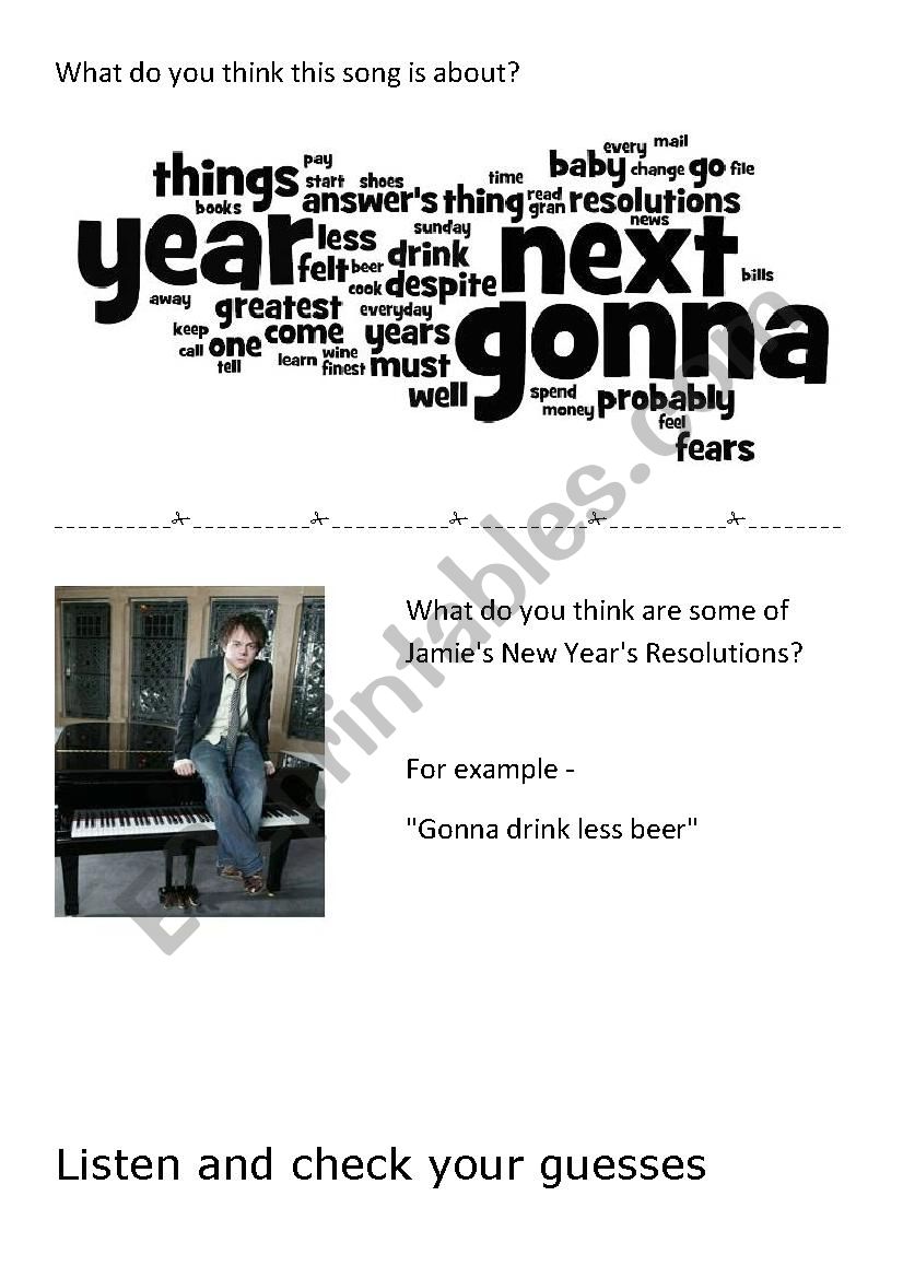 ´Going to´ song lesson - Jamie Cullum "Next Year Baby" - ESL worksheet ...