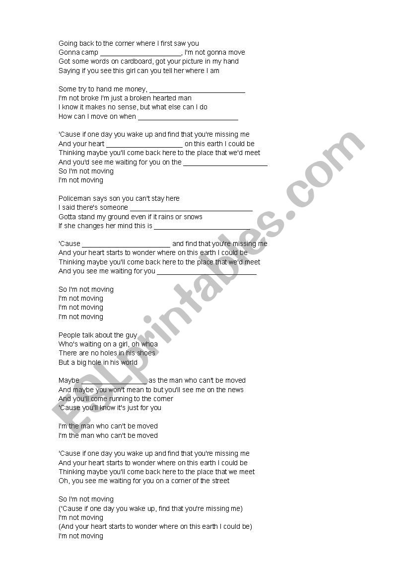 the script- man who can´t be moved - ESL worksheet by mrs.panda
