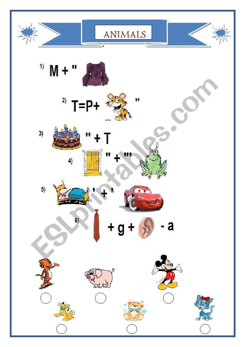 Rebus ´´Animals´´ - ESL worksheet by ypeyl