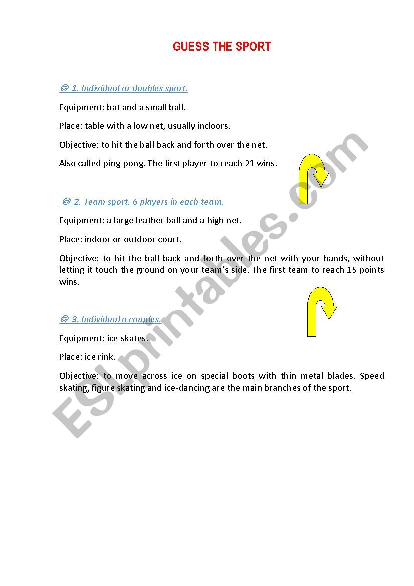 GUESS SPORT - ESL worksheet by smallish GUESS SPORT - ESL worksheet by smallish