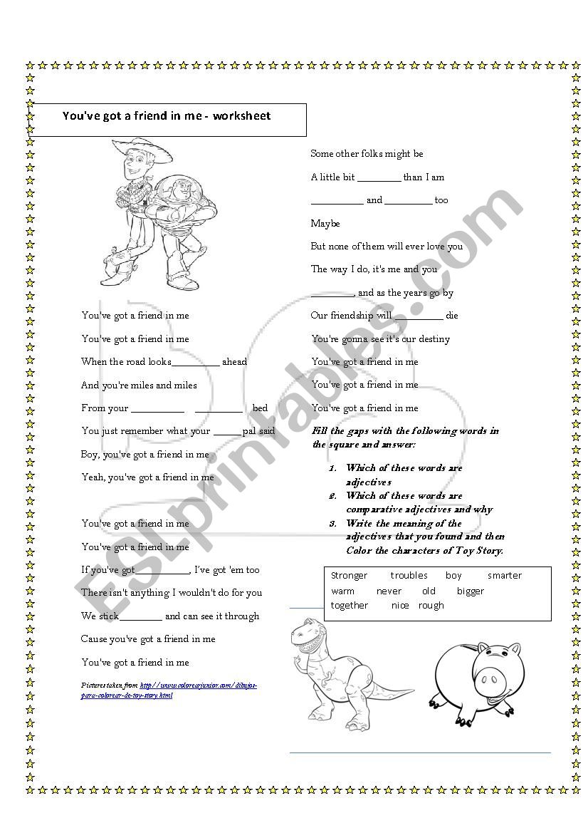 toy story song - ESL worksheet by reavoul