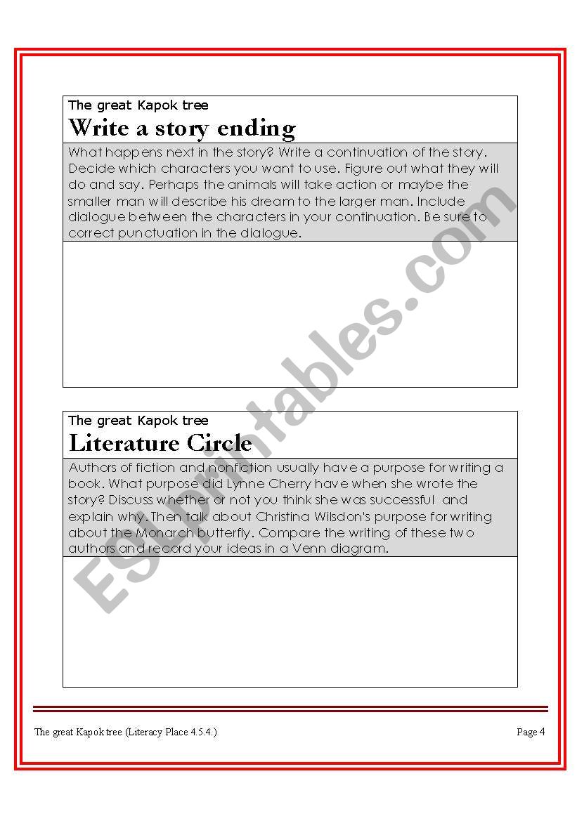 The Great Kapok Tree Worksheets