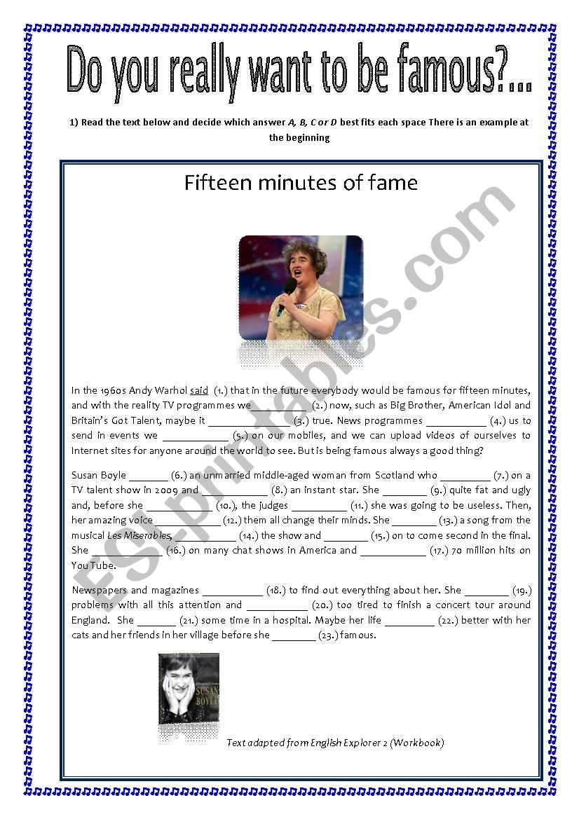 Do you really want to be famous? Susan BoylesÂ´ story- Simple Past ...