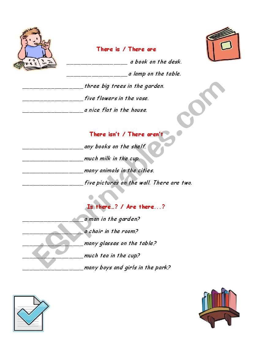 There is/are, There isn’t/aren’t, Is/Are there…? - ESL worksheet by S ...