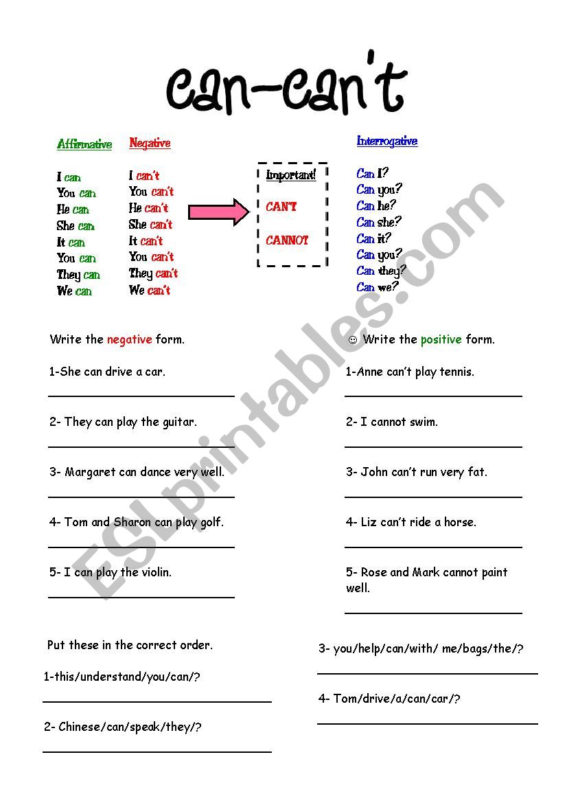 Can/can´t(ability) - ESL worksheet by ummuhan
