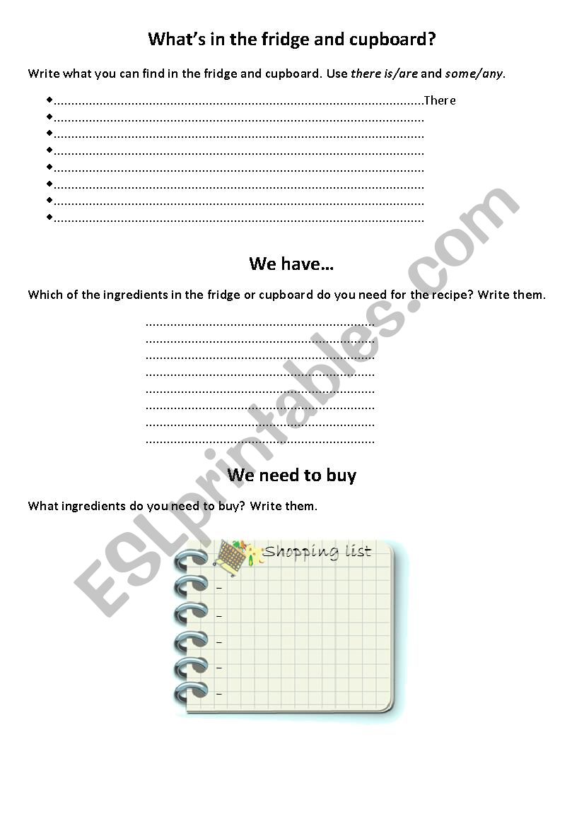 What´s in the fridge and cupboard? - ESL worksheet by rosica