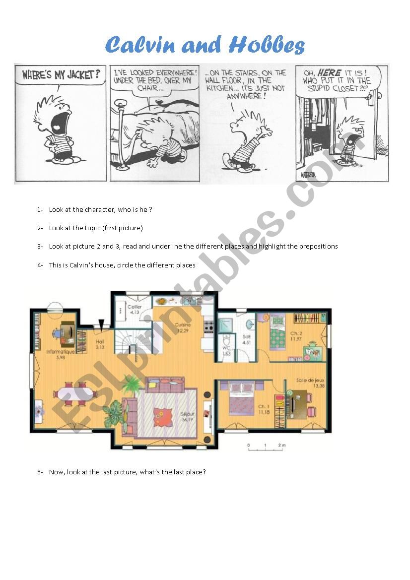 Calvin and Hobbes, Calvin´s jacket - ESL worksheet by flo england