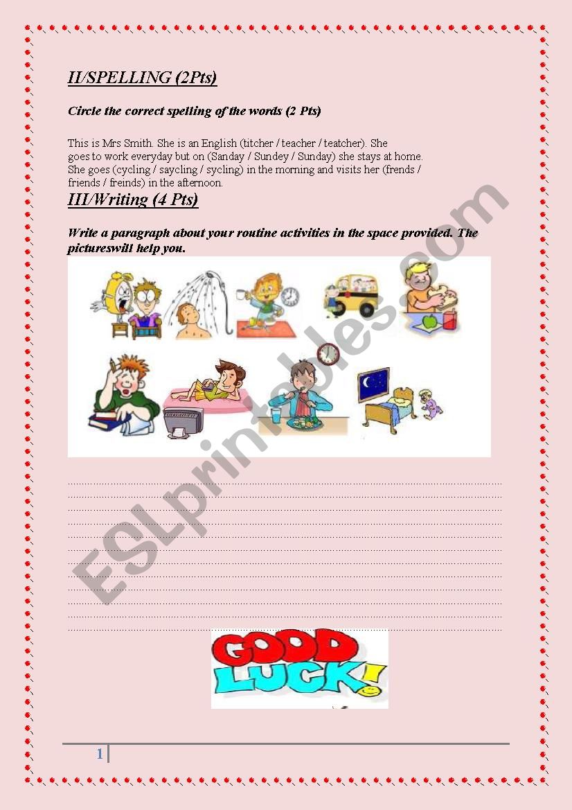 7th form End term test n°1 (part2) - ESL worksheet by sweet dreamer 7th form End term test n°1 (part2) - ESL worksheet by sweet dreamer