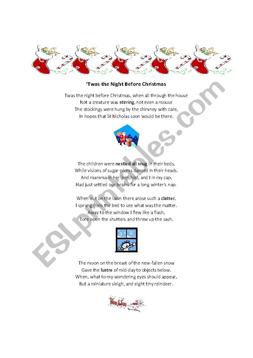 Twas The Night Before Christmas Worksheets