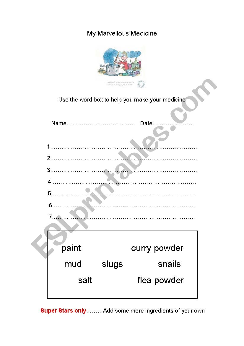 SEN George´s Marvellous Medicine - ESL worksheet by Panouk