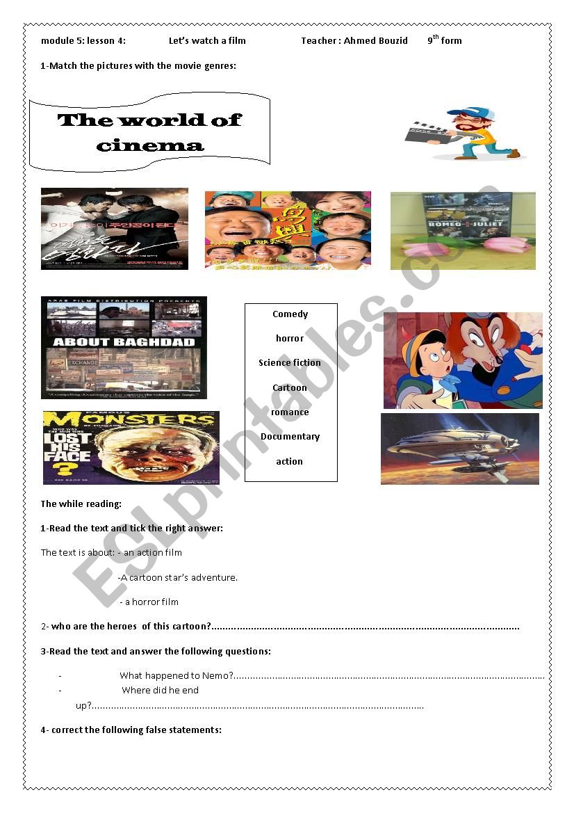 Let´s watch a film - ESL worksheet by Amido