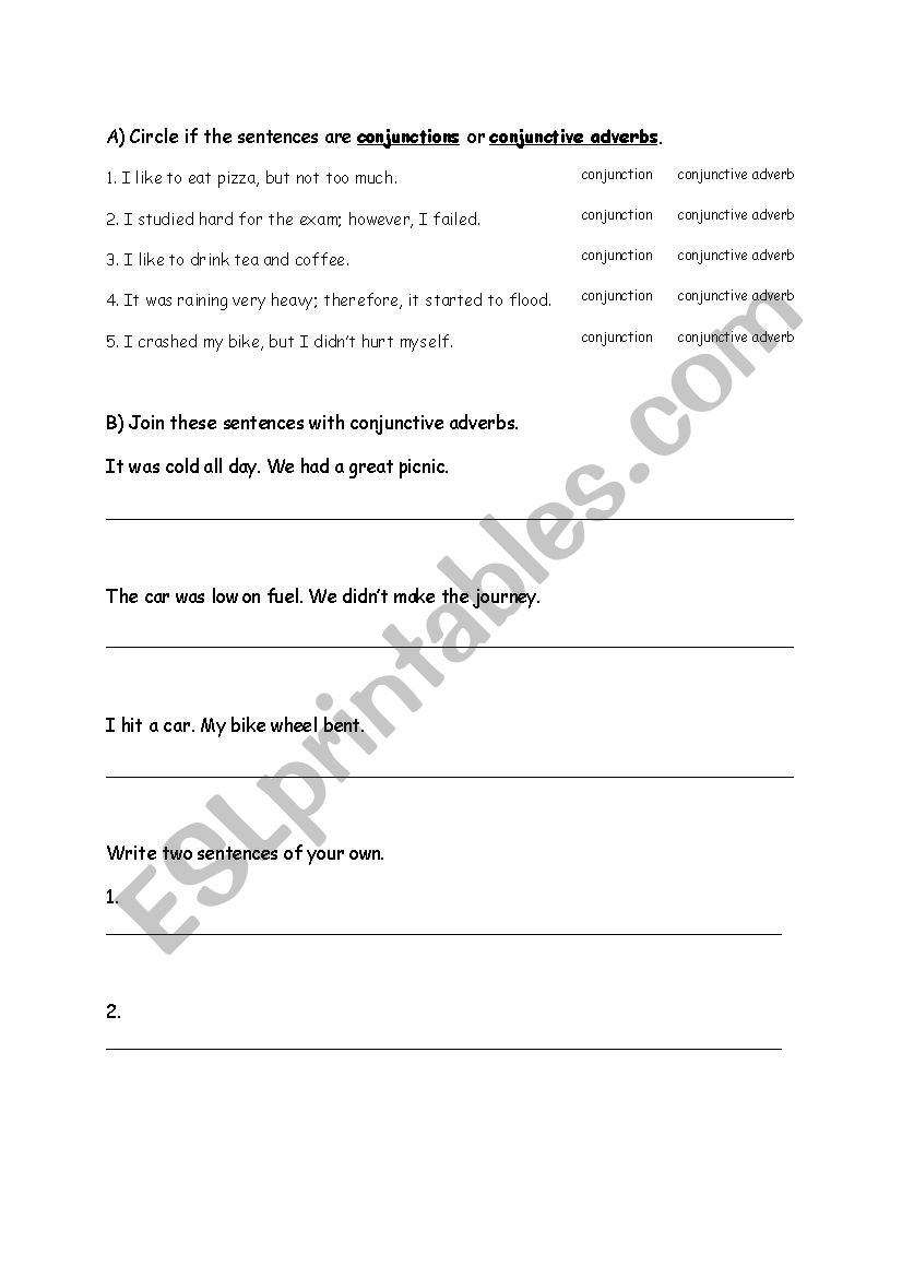 Conjunctive Adverb Worksheet Semicolon Worksheets