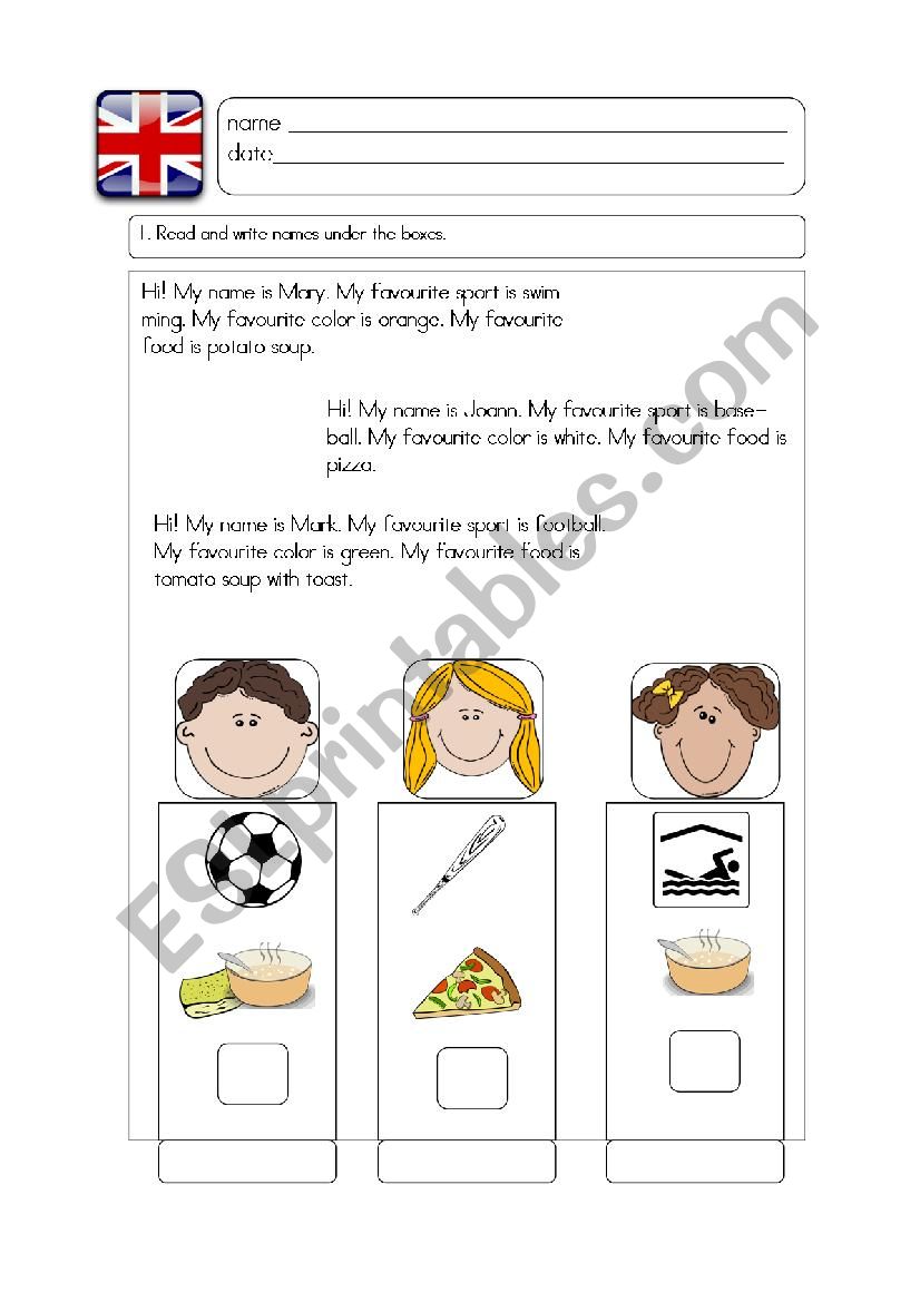 What´s your favourite - 2 - ESL worksheet by miss K.