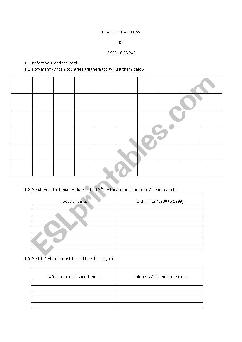 Heart of Darkness by Joseph Conrad (´Before reading´ booklet) - ESL ...