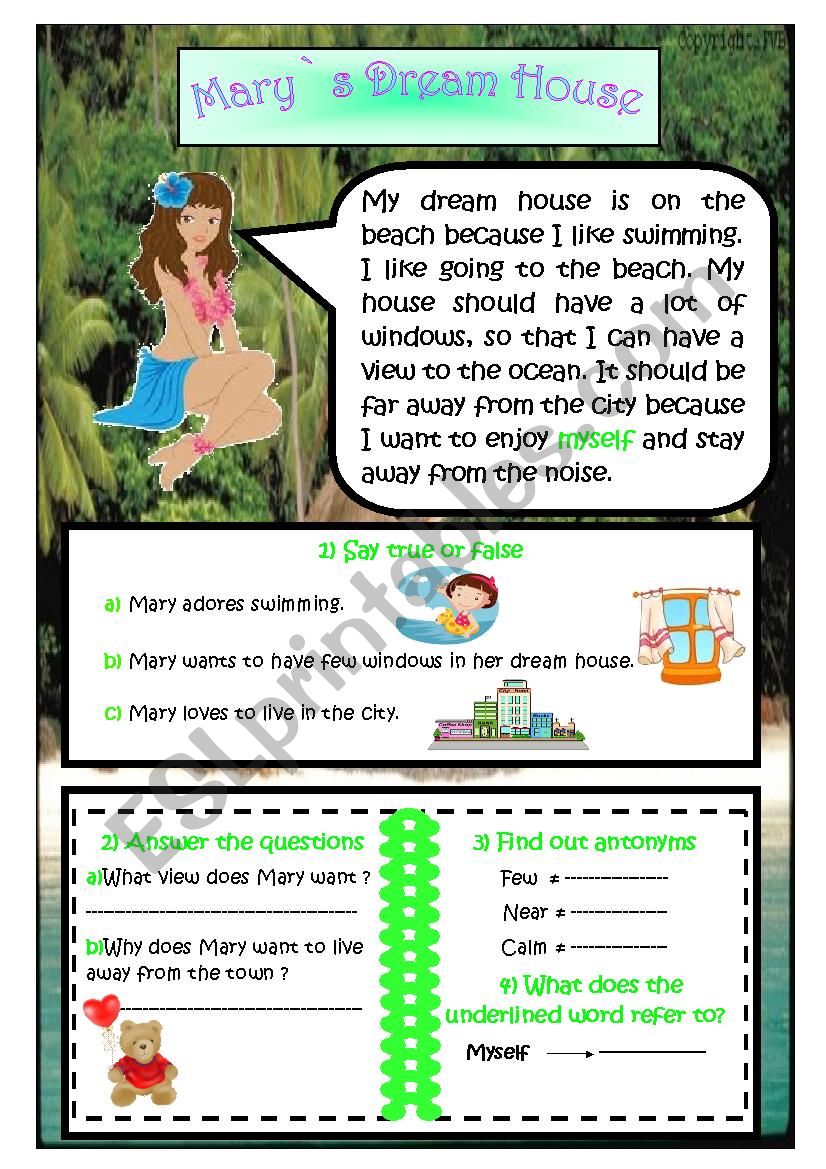 Mary` s Dream House - ESL worksheet by adam2012imenbedoui