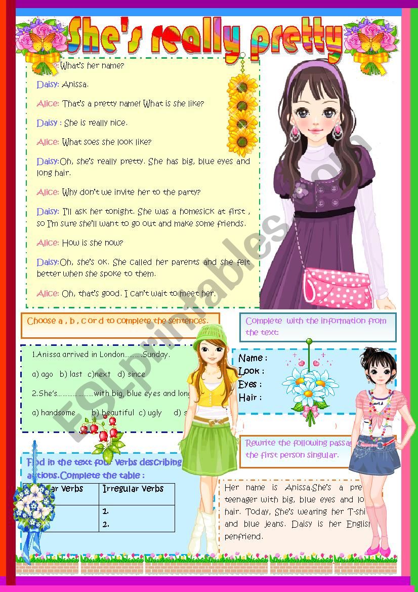 She´s really pretty! - ESL worksheet by Faiza Amani