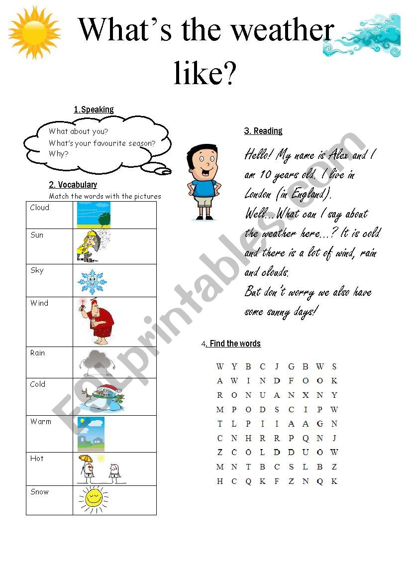 What´s the weather like? - ESL worksheet by s4nchez007