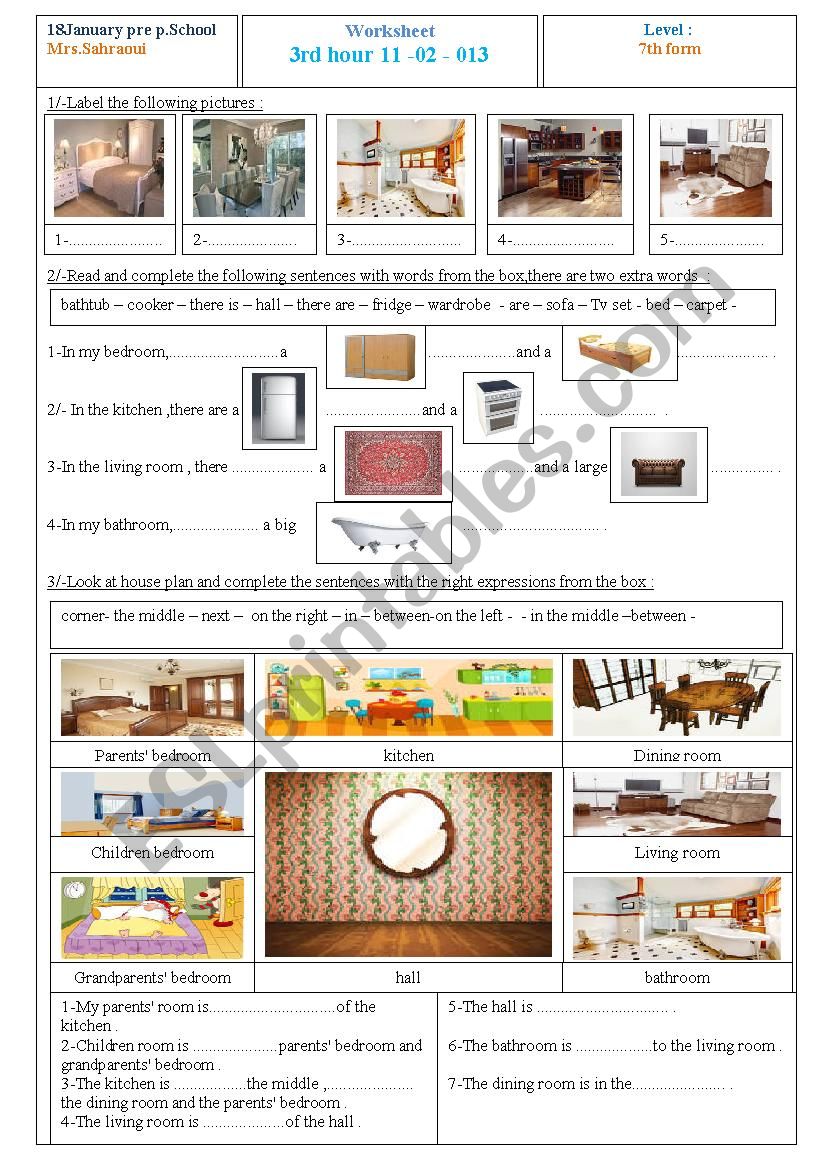 Aly´s house :describing my house - ESL worksheet by moemendhia