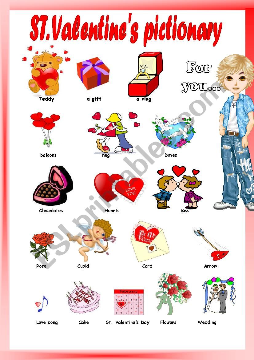 ValentineÂ´s Pictionary - ESL worksheet by miss-o