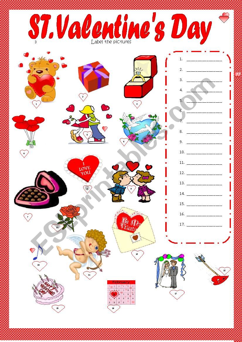 St. Valentine´s Day - ESL worksheet by miss-o