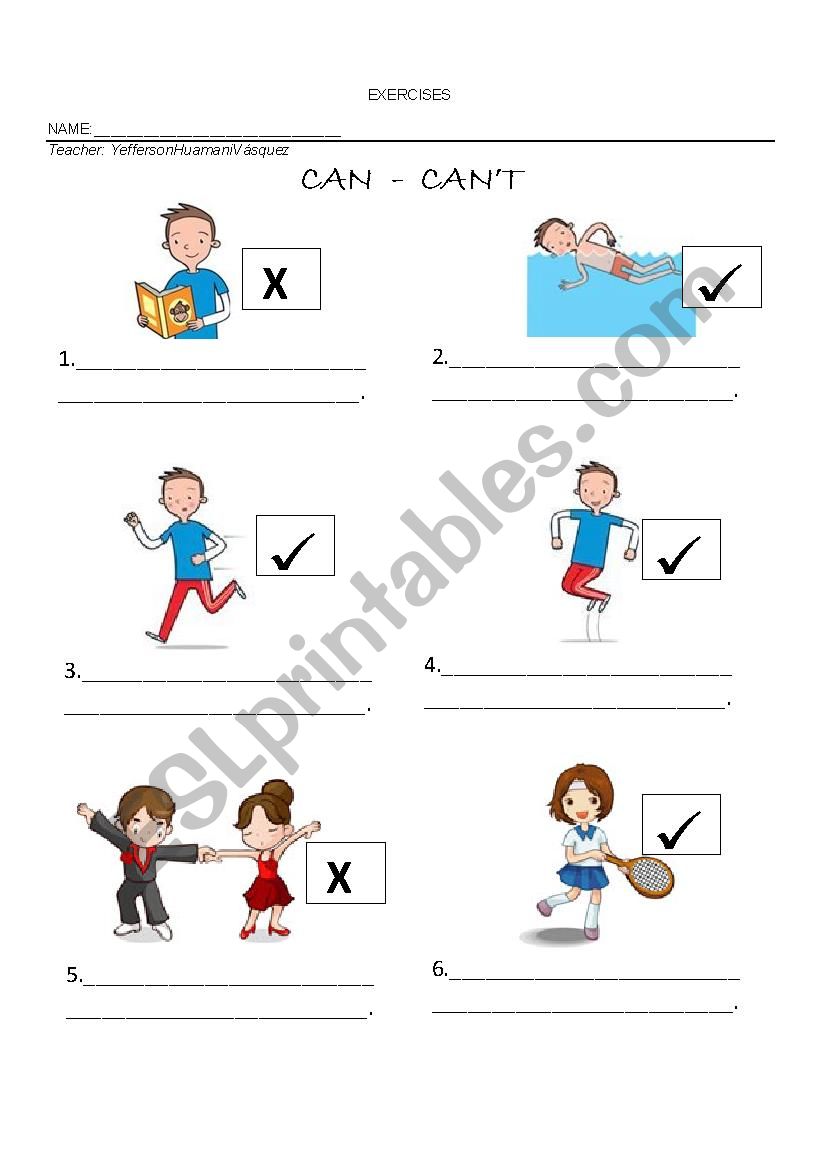 can - can´t - ESL worksheet by yeffersonjapson