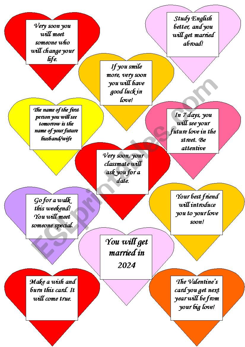 Love predictions. Fortune-teller. St. Valentine´s Day - ESL worksheet ...