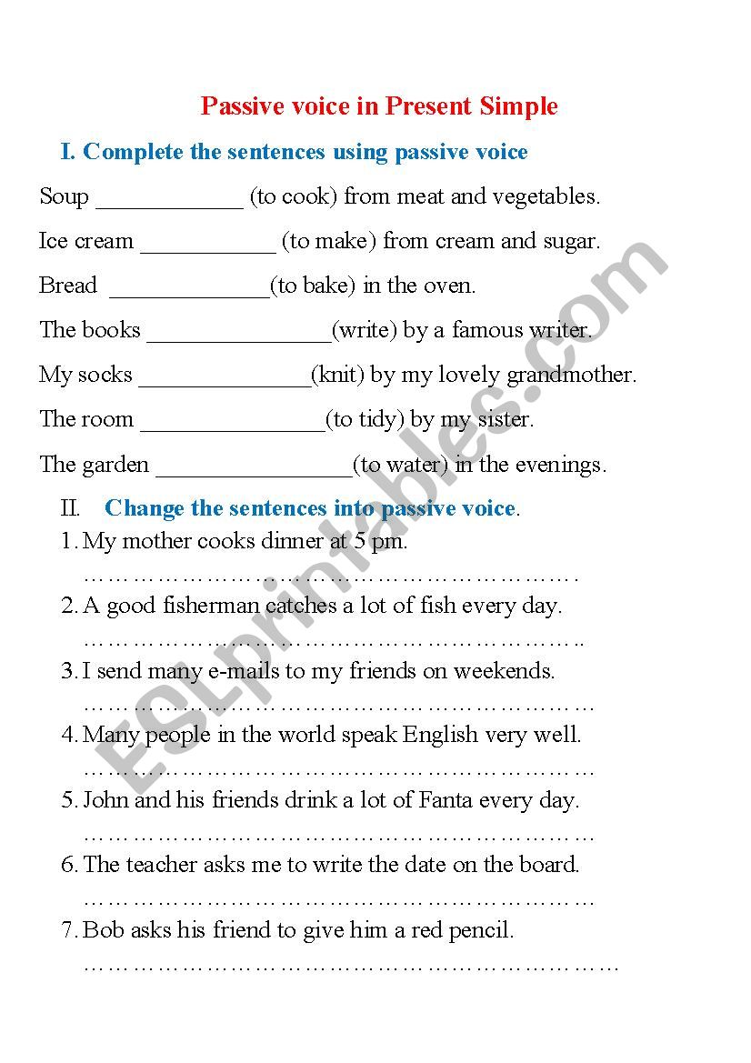 Passive Voice In Present Simple ESL Worksheet By Dasha1055