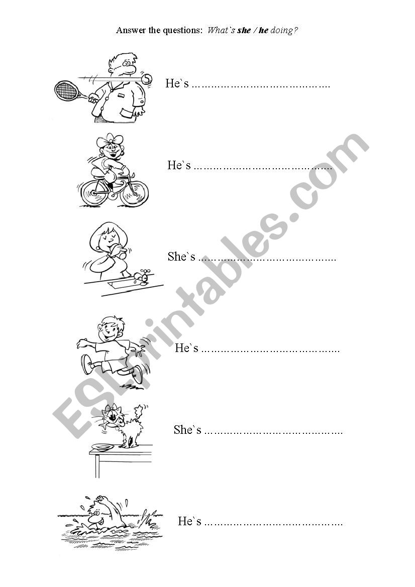 What`s she/ he doing? - ESL worksheet by dubiw78