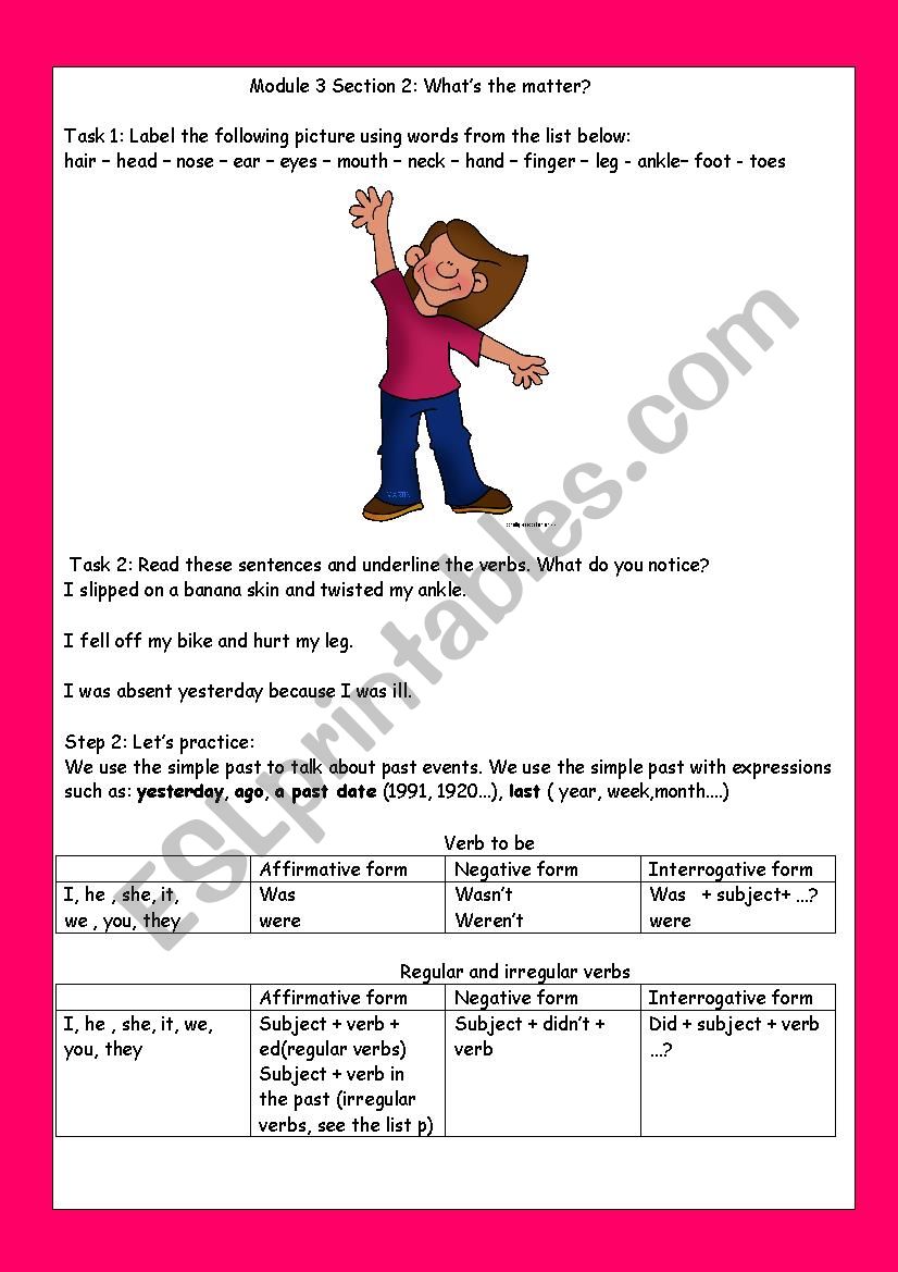 module 3 section 2 what´s the matter? ( part 1) - ESL worksheet by habibb